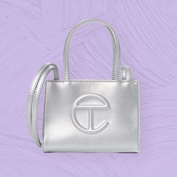 Telfar | Bags | Telfar Silver Metallic Vegan Leather Small Shopping Bag ...